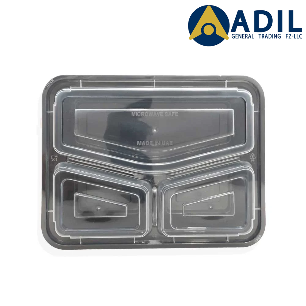 Microwave Container With Lid 3 Compartment - Adil Trader
