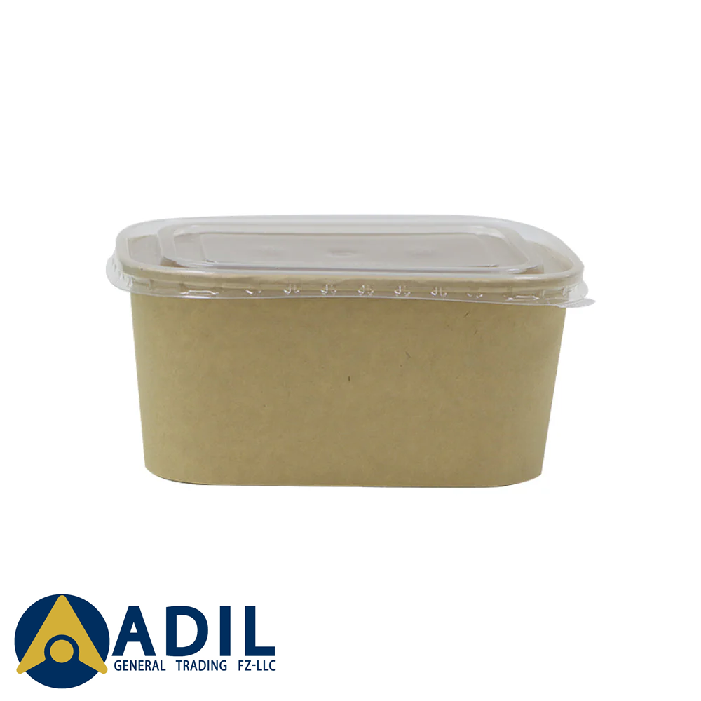 Kraft Paper Container 1000ML PP Lid 1X300 Pieces - Adil Trader