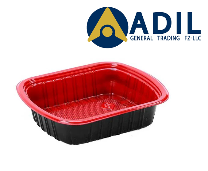 Microwave Container Red Black With Lid 1X200 Pieces - Adil Trader